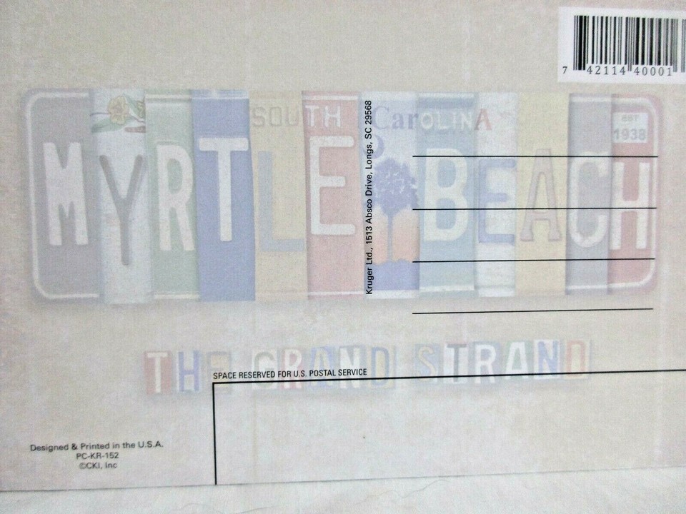 Myrtle Beach SC Souvenir Postcard - The Grand Strand License Plates (#3 ...