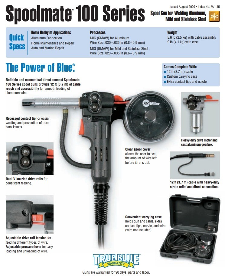 Miller Spoolmate 100 Spool Gun (300371) for Millermatic 140, MM180 ...