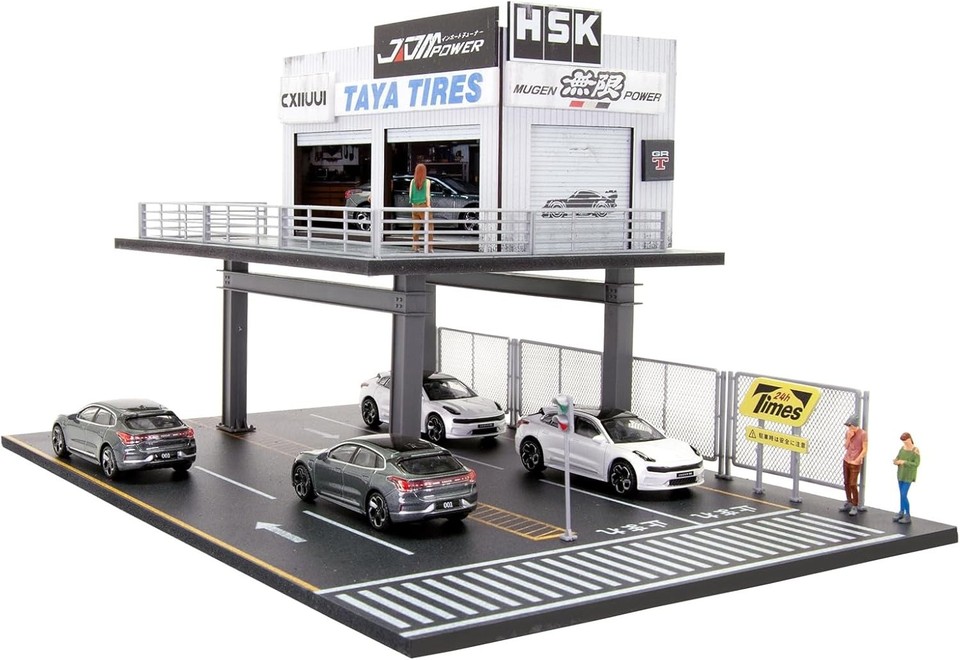 Diorama 1/64 Diecast Car Garage Model City Street Building Scene ...