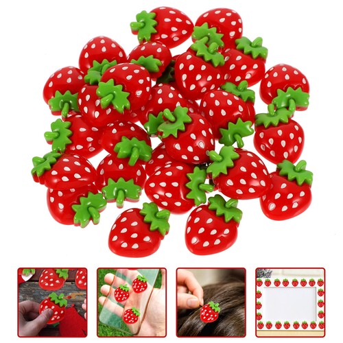 30 Pcs Strawberry Clips Jewelry Making Charm Fruit Charms for Simulated ...