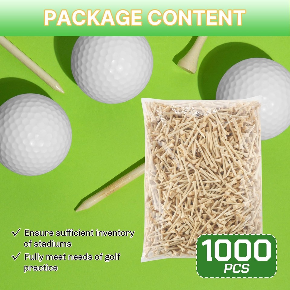 Bamboo Golf Tees 1000/500/250 PCS 2-3/4 & 3-1/4 inch Length | Bamboo ...