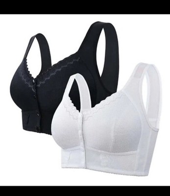 2pcs Moona Bra for Senior Lace Soft Front Closure Breathable Bra for ...