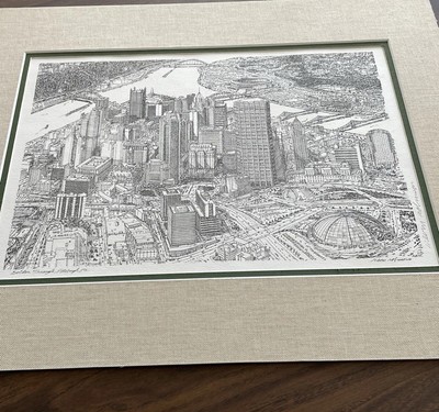 Nevin Robinson Artist Signed Pittsburgh Print The Golden Triangle 17x12 ...