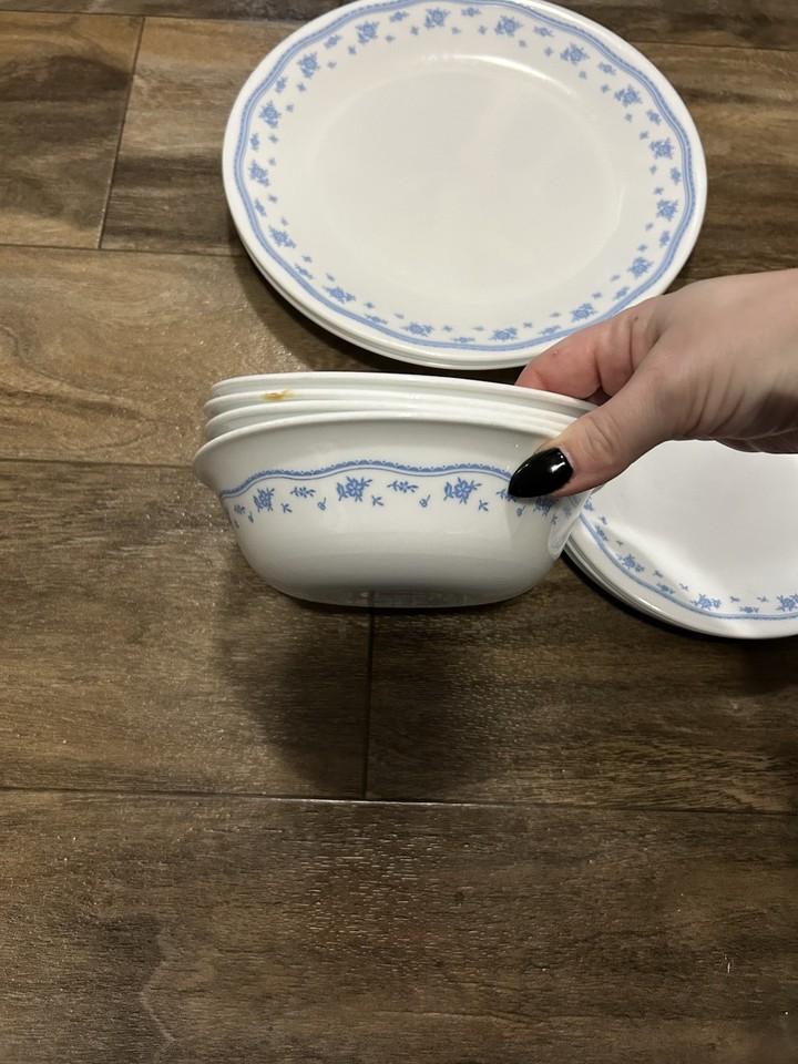 Morning Blue Corning Ware Corelle dishes 13 piece set Four Bowls 9 ...