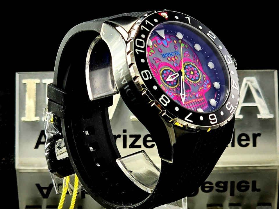 New Invicta Men's 50mm AVIATOR Dia De Los Muertos Quartz MOP Skull Dial ...