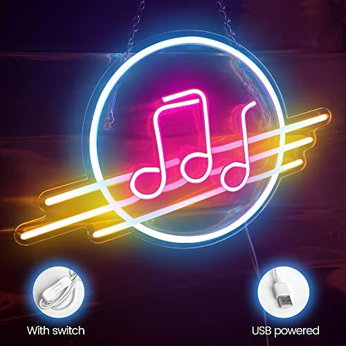 Music Neon Sign Music Symbol Neon Light Sign Neon Signs for Wall Decor ...