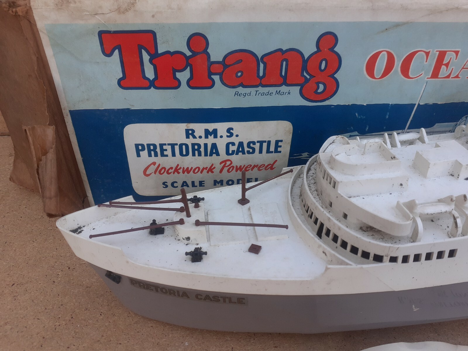 Vintage Old Antique Triang Model Ship Boat Liner Boxed RMS Pretoria ...