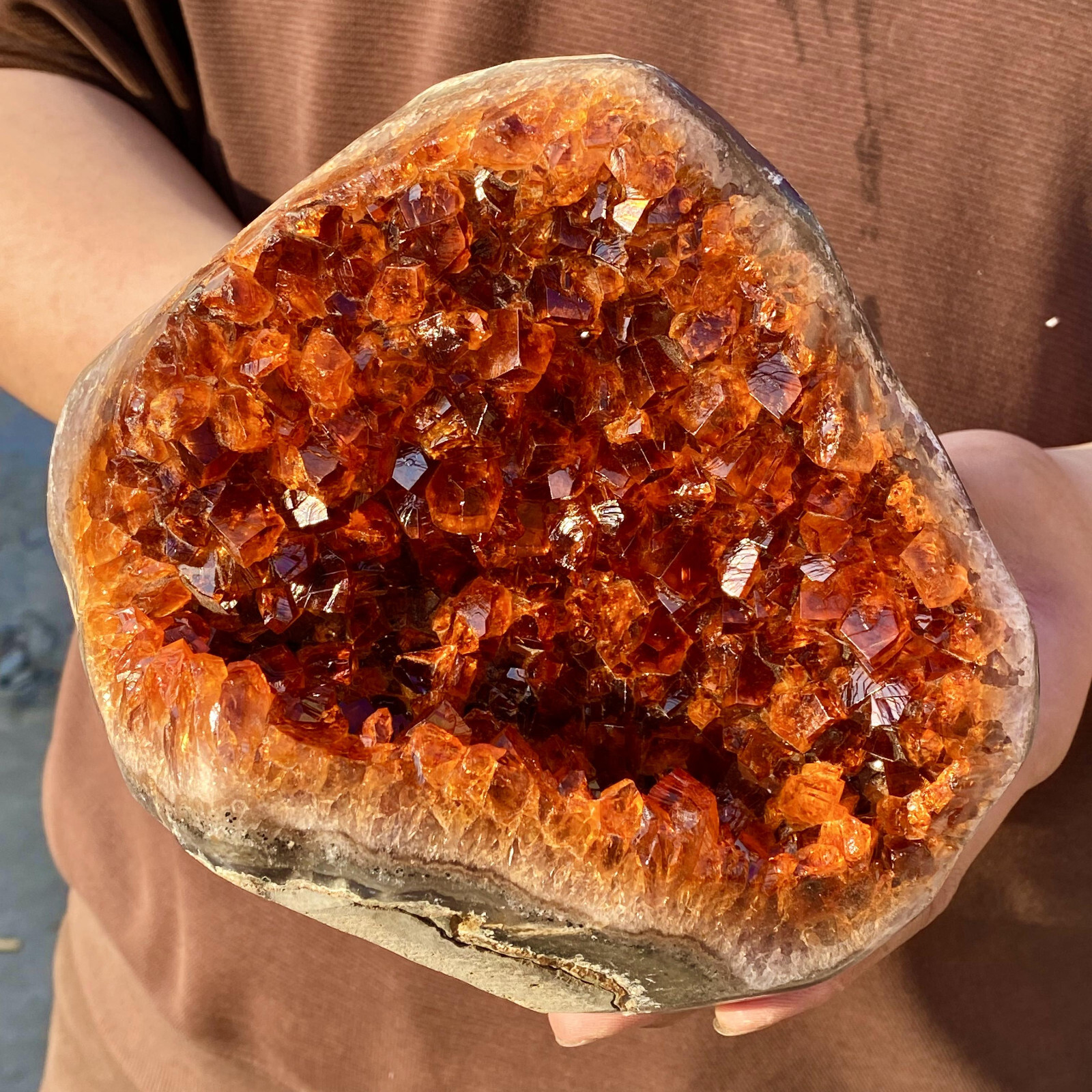 6.17LB Natural citrine geode quartz cluster crystal Cathedrals specimen ...