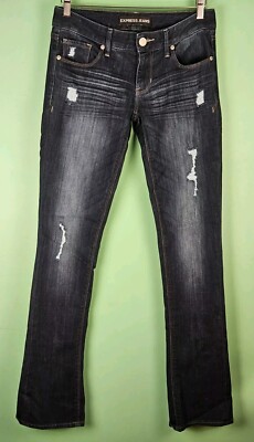 Express Jeans Womens 4 Blue Denim Pants Low Rise SkyScraper Dark Wash ...