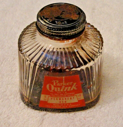 VTG PARKER RED QUINK INK BOTTLE E | eBay