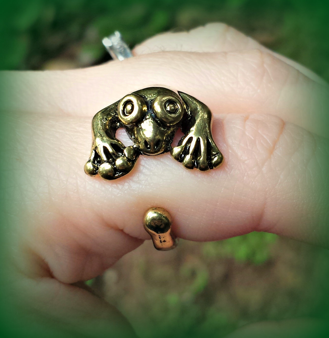 Frog Ring - Adjustable Wrap Toad Ring - Gold Amphibian Pet Animal ...