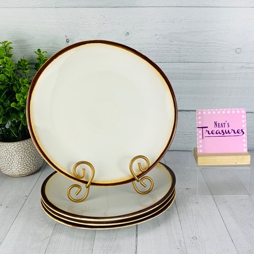Matceramica White Brown Trim Smooth Portugal Stoneware Round Dinner ...