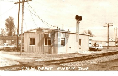 c1960 CNW Depot Ankeny IA Iowa Railroad Train Depot Station RPPC ...