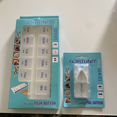 Pill Box 7 Day 2 Times A Day Easy To Open Organiser Push Button + Pill ...