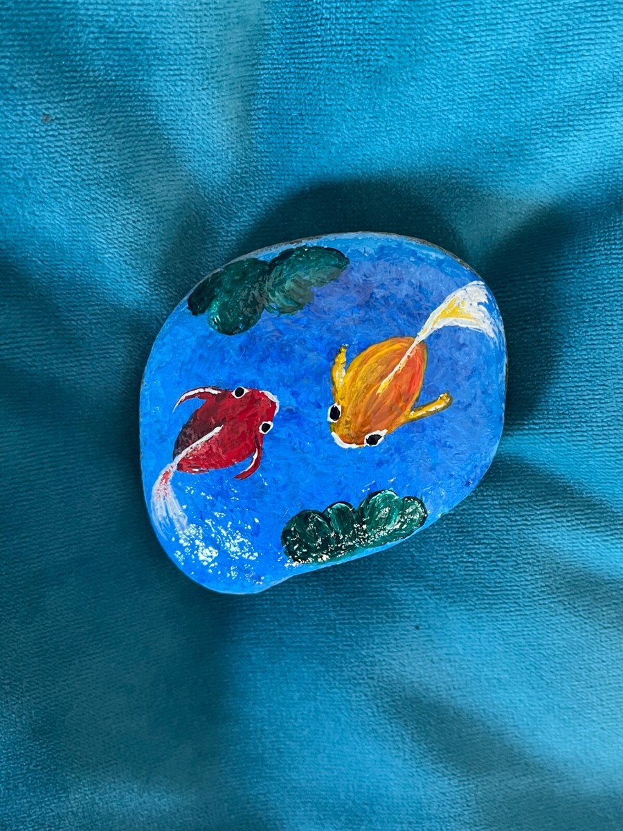Koi Pond Painted On Rocks Koi Fish In Pond