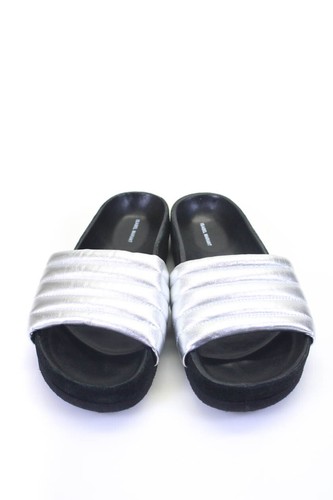 Isabel Marant Womens Metallic Round Toe Slide On Puffer Slides Silver ...