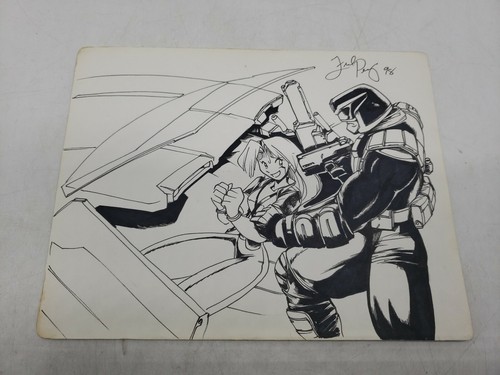 FRED PERRY Judge Dredd DRAWING ORIGINAL Comic ART ILLUSTRATION auto b&w ...