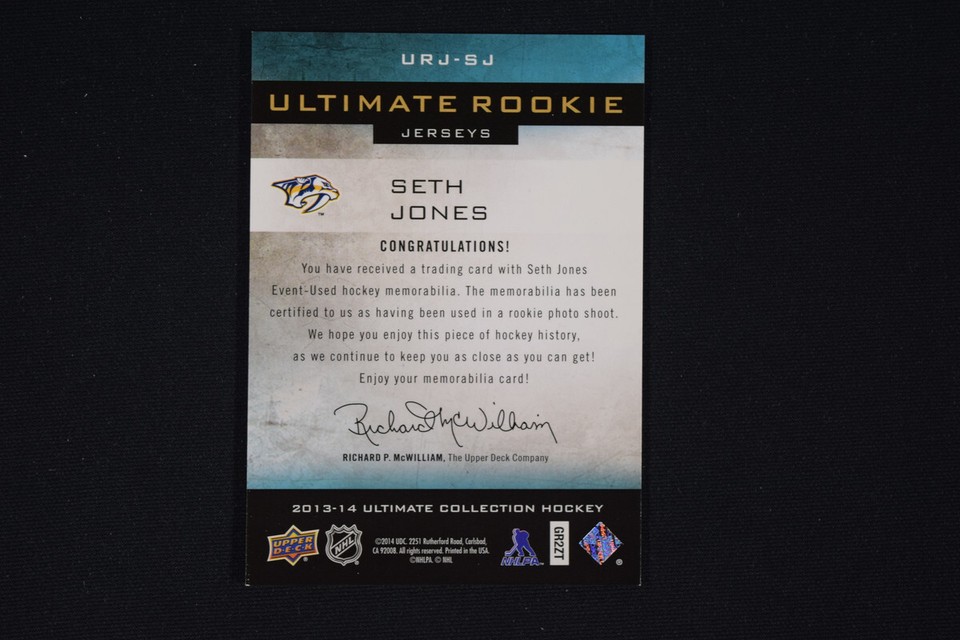 Seth Jones 2013-14 UD Ultimate Collection Ultimate Rookie Jerseys ...
