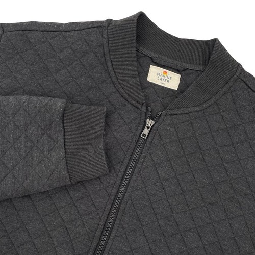 Marine Layer Corbet Quilted Bomber Jacket Men's Large Full Zip Gray EUC ...