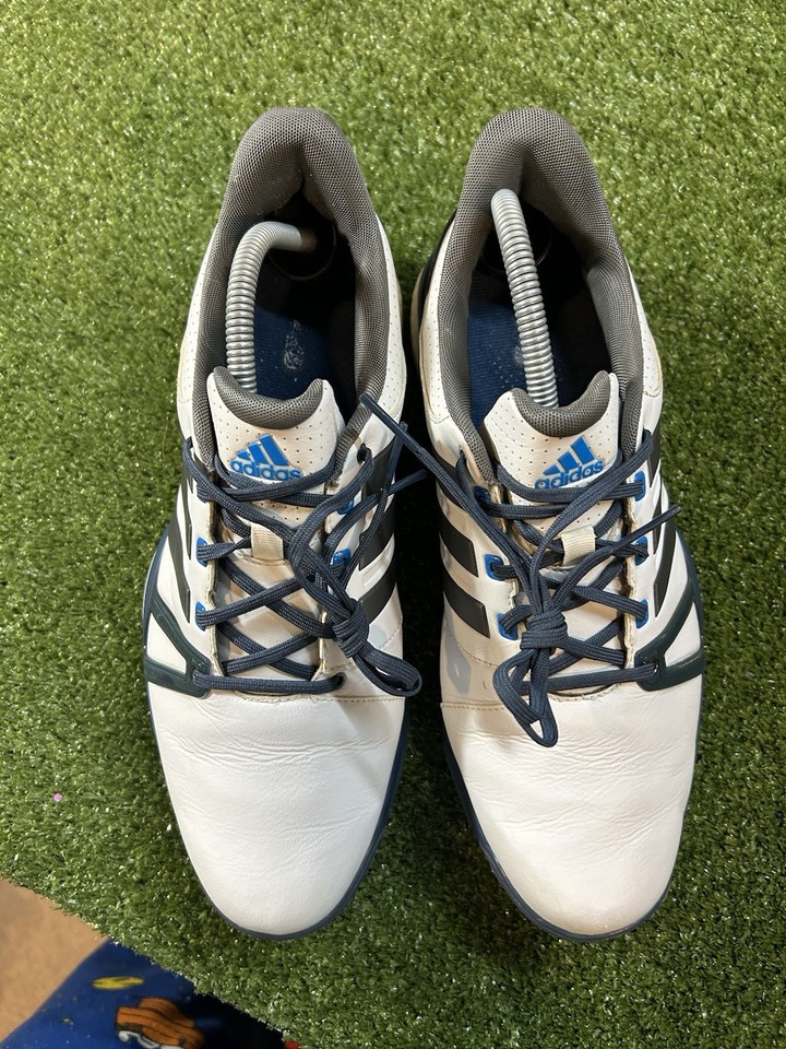 Adidas Adipower Boost 2 Golf Shoes Spikes Cleats White Blue Q44661 Mens ...
