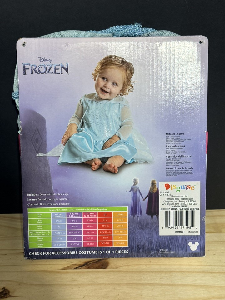 NEW Infant Disney Frozen Princess Elsa Pretend Play Dress Up Costume 12 ...