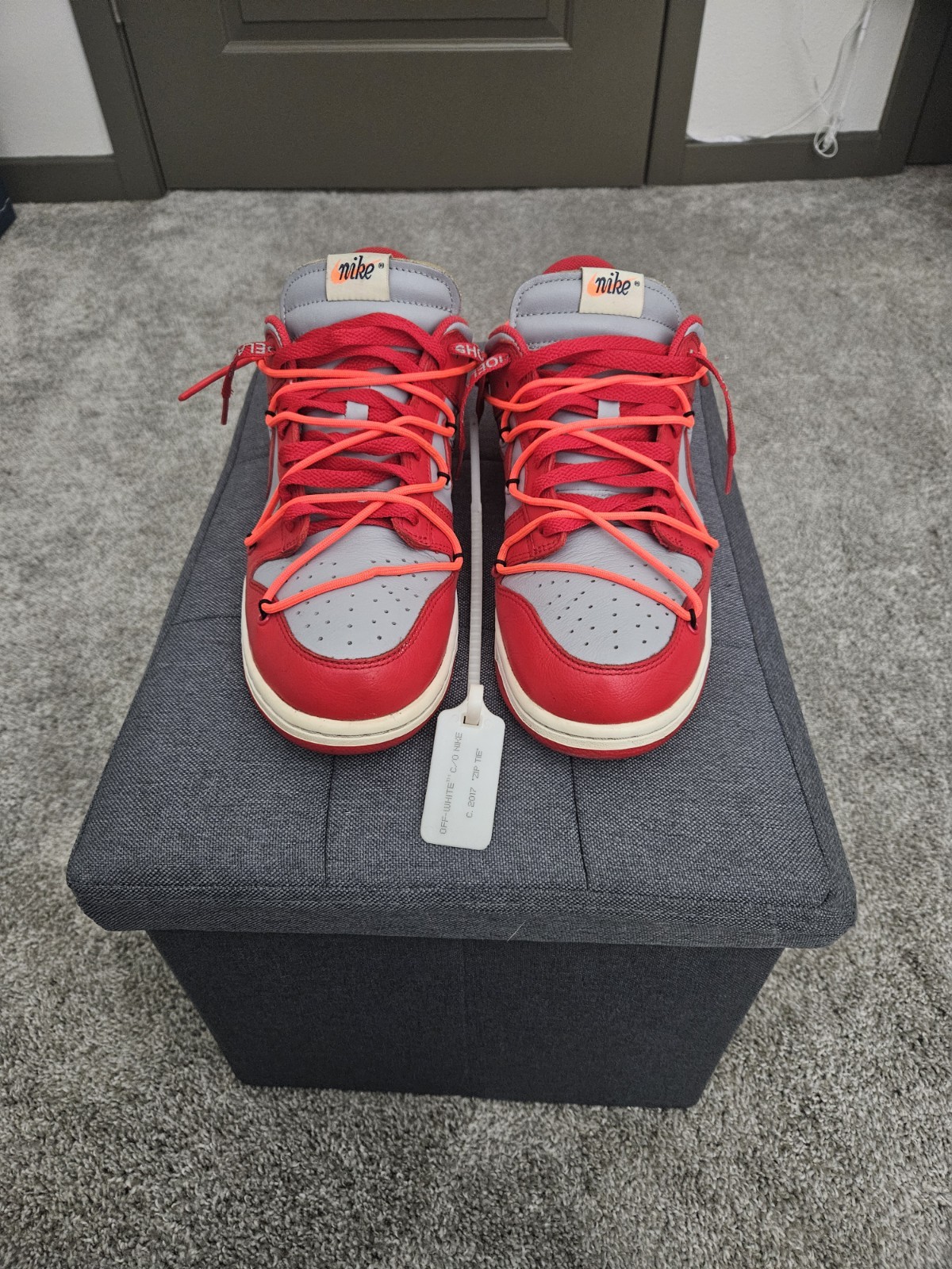 *AUTHENTIC* Nike Dunk Low x Off-White University Red … - Gem
