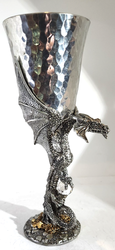 Fellowship Foundry Pewter & Crystal Dragon Goblet 1977 Fantasy Art 10 ...