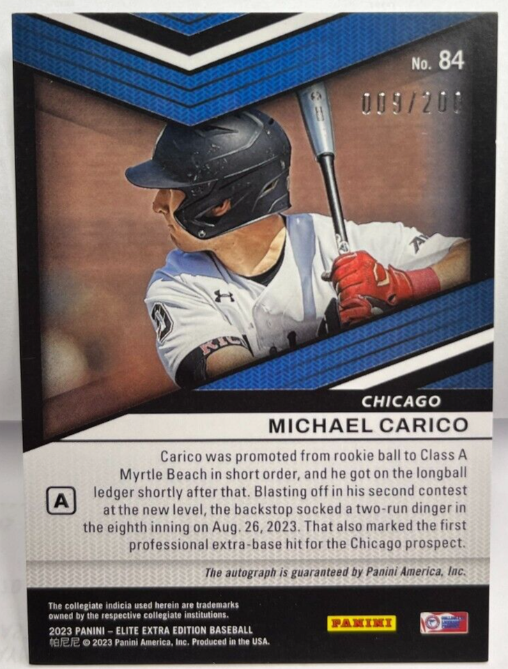 Michael Carico 2023 Panini Elite Extra Edition Prime Numbers Autograph ...
