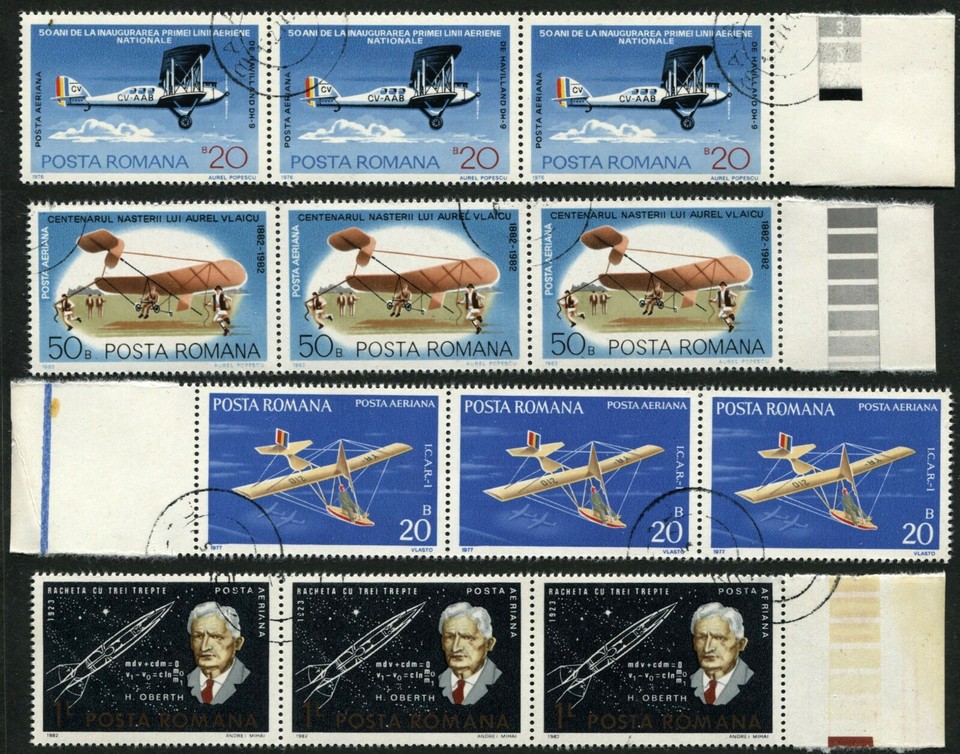 Romana Zeppelin Delta Plane Airmail Stamps Postage Collection Romania ...