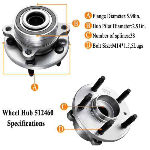 Front/Rear Wheel Hub Bearing Assembly for 2011-2018 Ford Explorer 3.5L ...