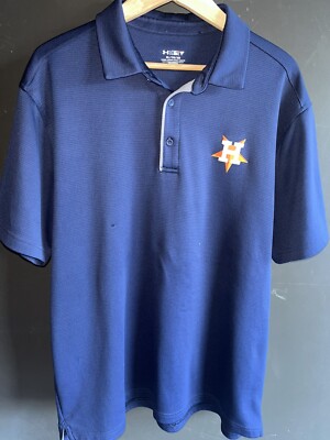 Houston Astros Men's Polo Shirt Under Armour Size XL Blue Iron On Logo ...