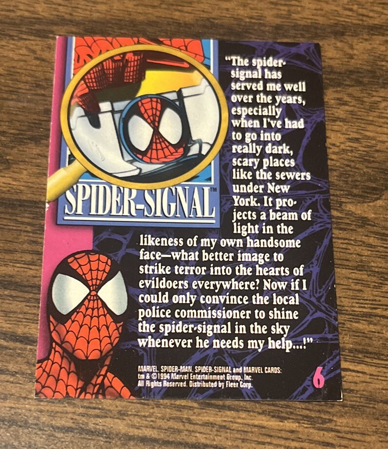 1994 Fleer Marvel Spiderman card #6 Spider-Signal Powers | eBay