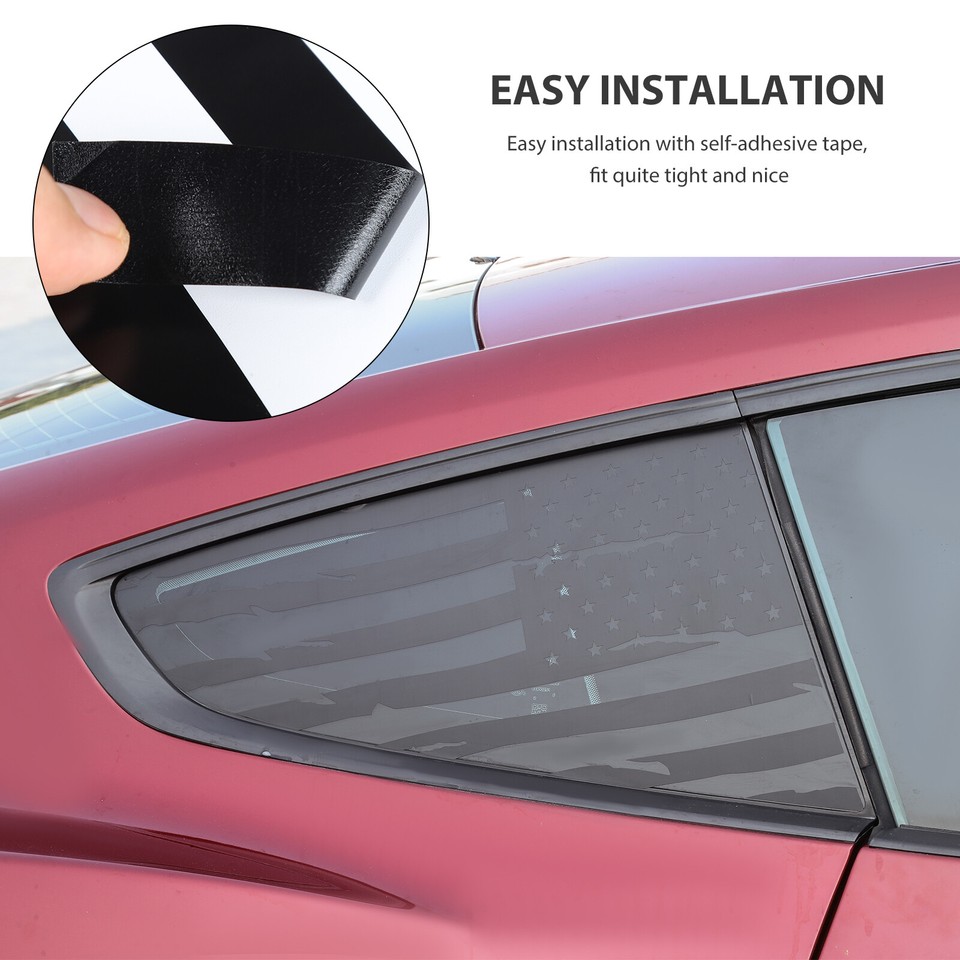 2PCS Exterior Rear Window Decor Sticker US Flag Trims For Ford Mustang ...