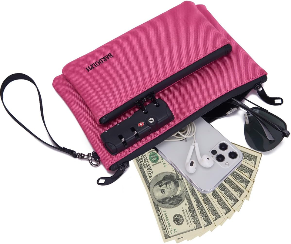 2 Layer Money Bag with Lock Pencil Pouch Bank Bag for Passports Notary ...