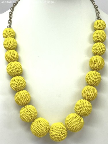 Designer J. Crew Gold-Tone Yellow Bead Ball Link Chain Statement ...