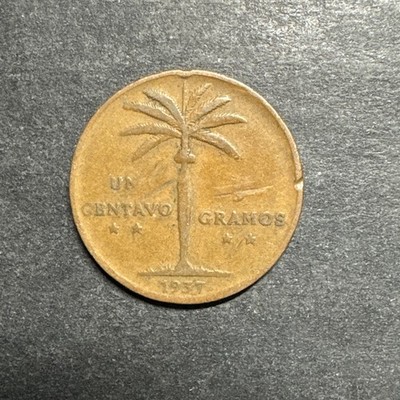 Dominican republic 1 Un centavo 1937 Rare World Foreign Gramo Coin Palm ...