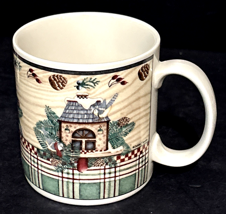 Vintage Sakura Debbie Mumm Winter Birds Stoneware Coffee Cups Mugs Set ...