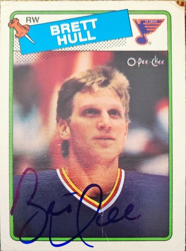 BRETT HULL ROOKIE CARD OPC AUTOGRAPH NHL HOCKEY SIGNED ST. LOUIS BLUES ...