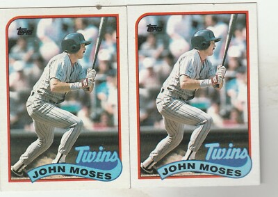 FREE SHIPPING-MINT-1989 Topps #72 John Moses Minnesota Twins -2 CARDS ...