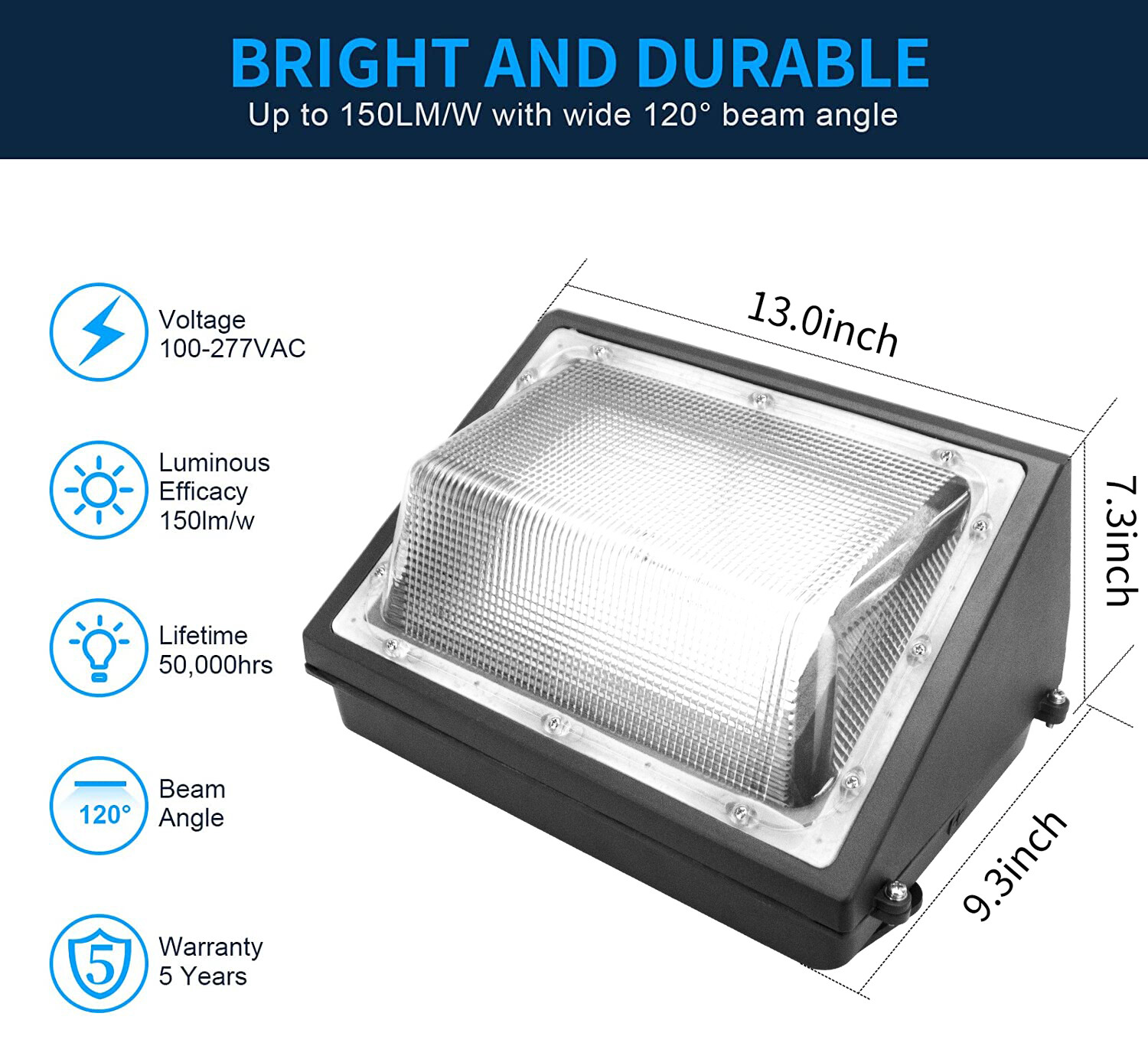 IP65 150W LED Wall Pack Fixture Dusk to Dawn Commercial Outdoor ...