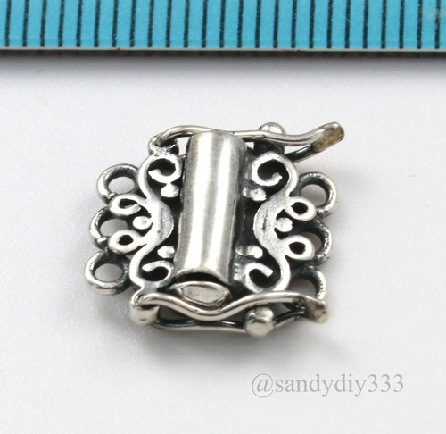 1x OXIDIZED STERLING SILVER 3-STRAND FLOWER BOX CLASP 12mm #3248 | eBay