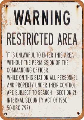 METAL SIGN - Warning Military Restricted Area - Vintage Look ...