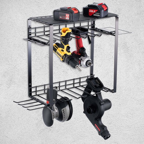 Power Tool Organizer 8 Drill Holders Wall Mounted Garage Tool Storage ...