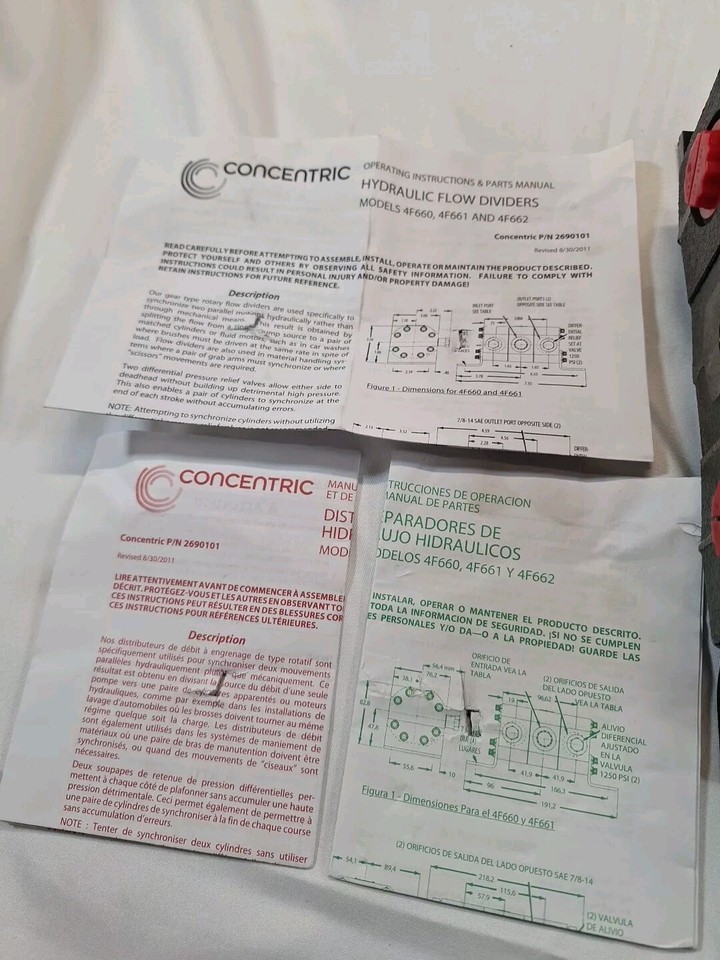 CONCENTRIC Hydraulic Flow Divider International 1100042, Flow, 10-20 ...