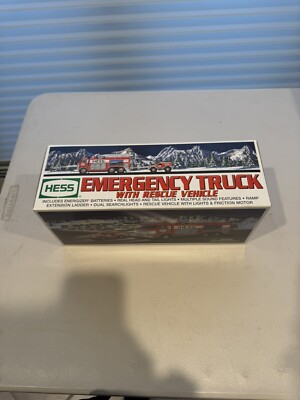 2005 Hess Red Emergency Truck With Rescue Vehicle -New In Open Box | eBay