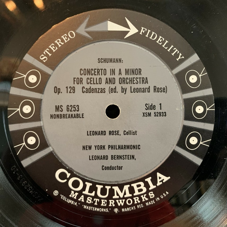 LEONARD ROSE cello - SCHUMANN Concerto & BLOCH Schelomo - COLUMBIA 6EYE ...