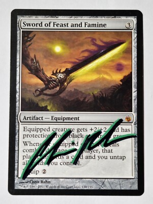 SWORD OF FEAST AND FAMINE Chris Rahn ARTIST SIGNED Autograph Magic MTG ...