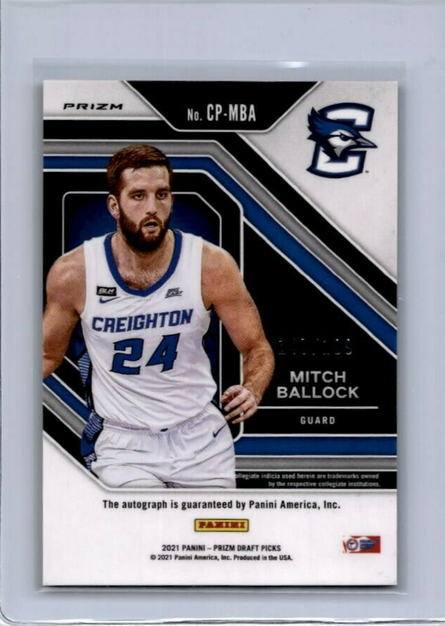 MITCH BALLOCK 2021-22 PANINI PRIZM DRAFT PICKS RED PENMANSHIP RC AUTO ...