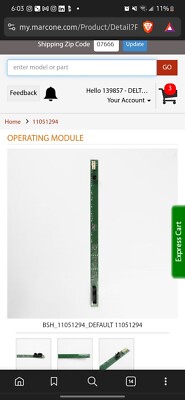 11051294 OEM Bosch Dishwasher Operating Module New | eBay