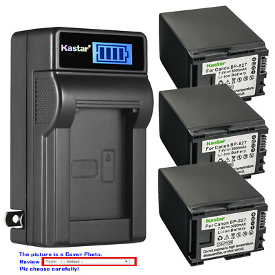 Kastar BP-827 Battery LCD Wall Charger for Canon VIXIA HF M301 HFM301 ...